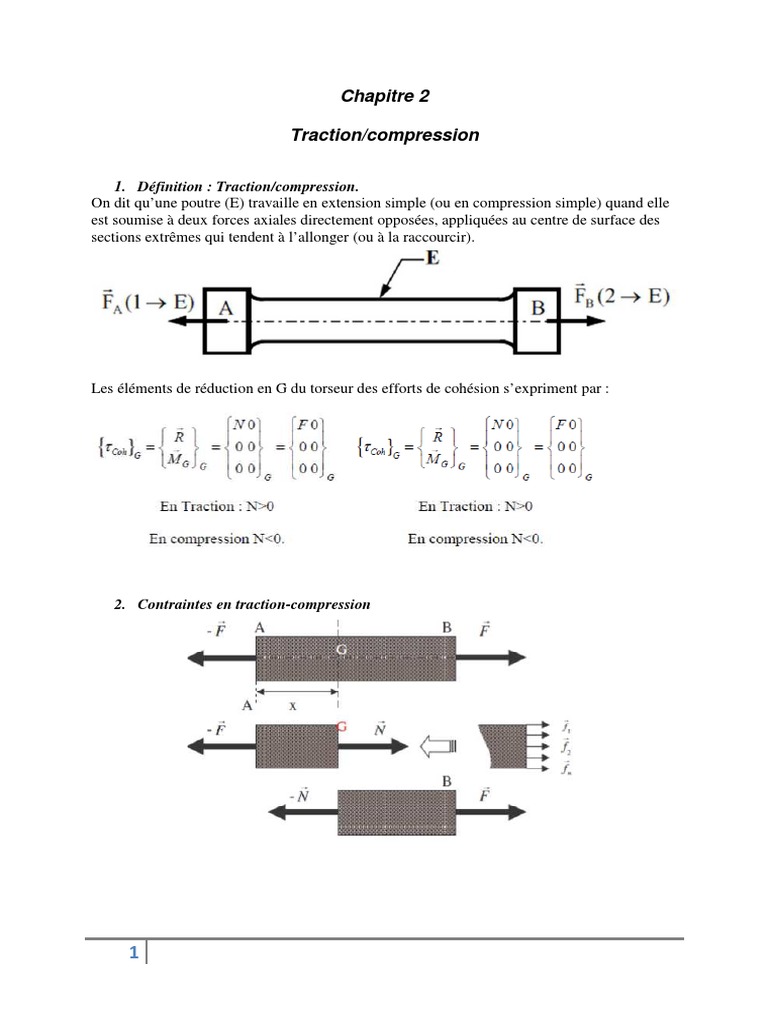 Chapitre 2 - Traction Et Compression | PDF | Résistance des matériaux | Élasticité (Physique)
