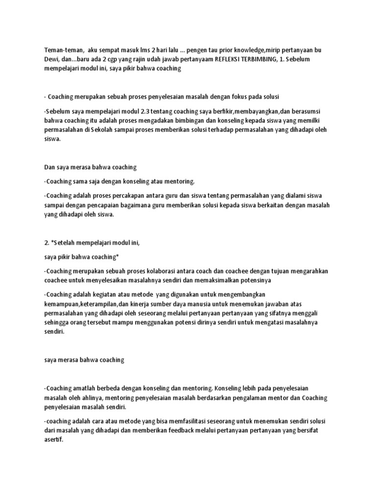 Perubahan Midset CGP Setelah Mengikuti Modul Coaching 2.3 | PDF