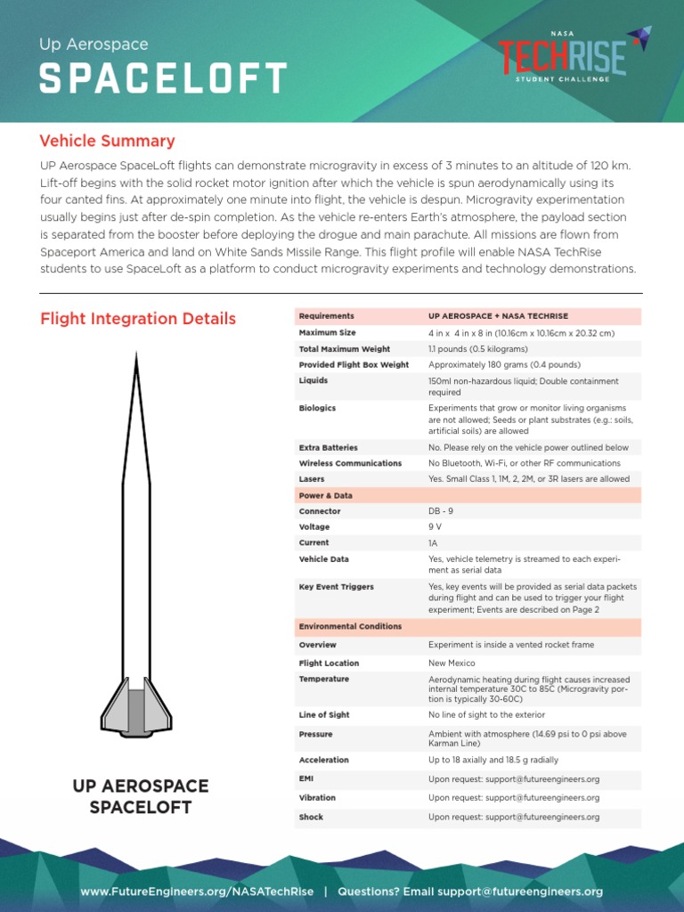Spaceloft: Vehicle Summary | PDF | Rocket | Flight
