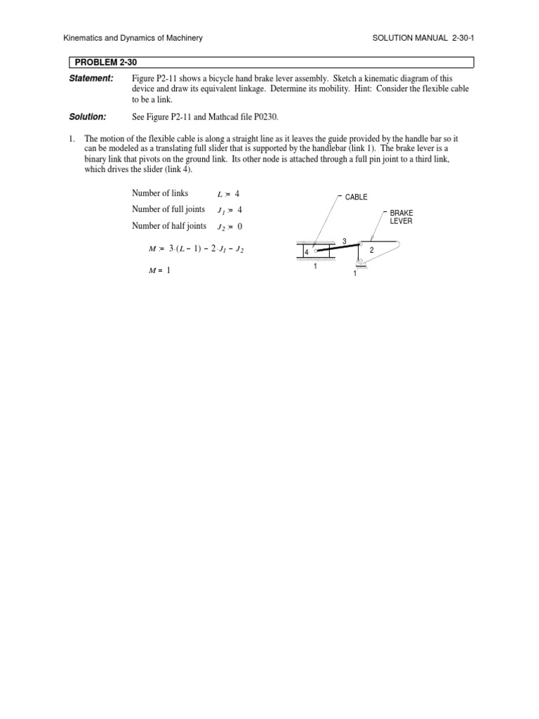 Kinematics and Dynamics of Machinery - Bicycle Hand Brake Lever ...
