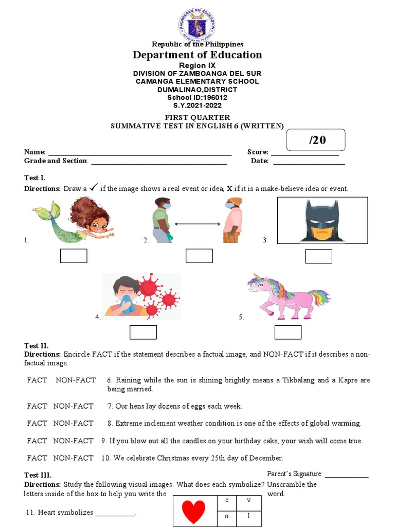 Grade 6 q1 Summative Test | PDF | Subtraction