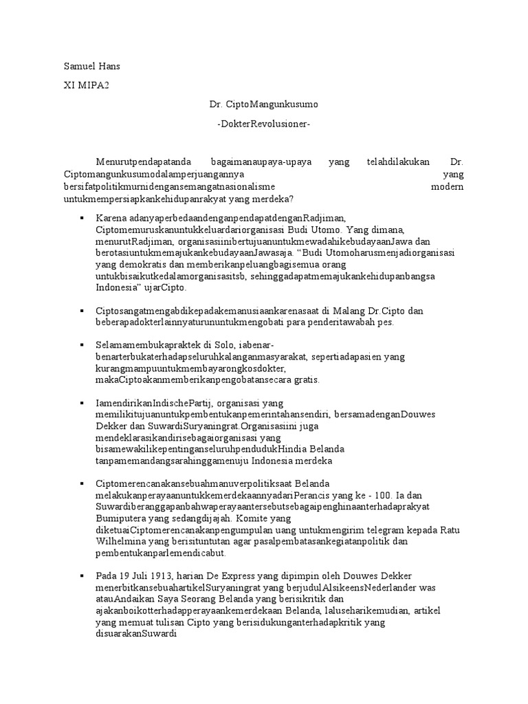 Perjuangan Dr. Cipto Mangunkusumo | PDF