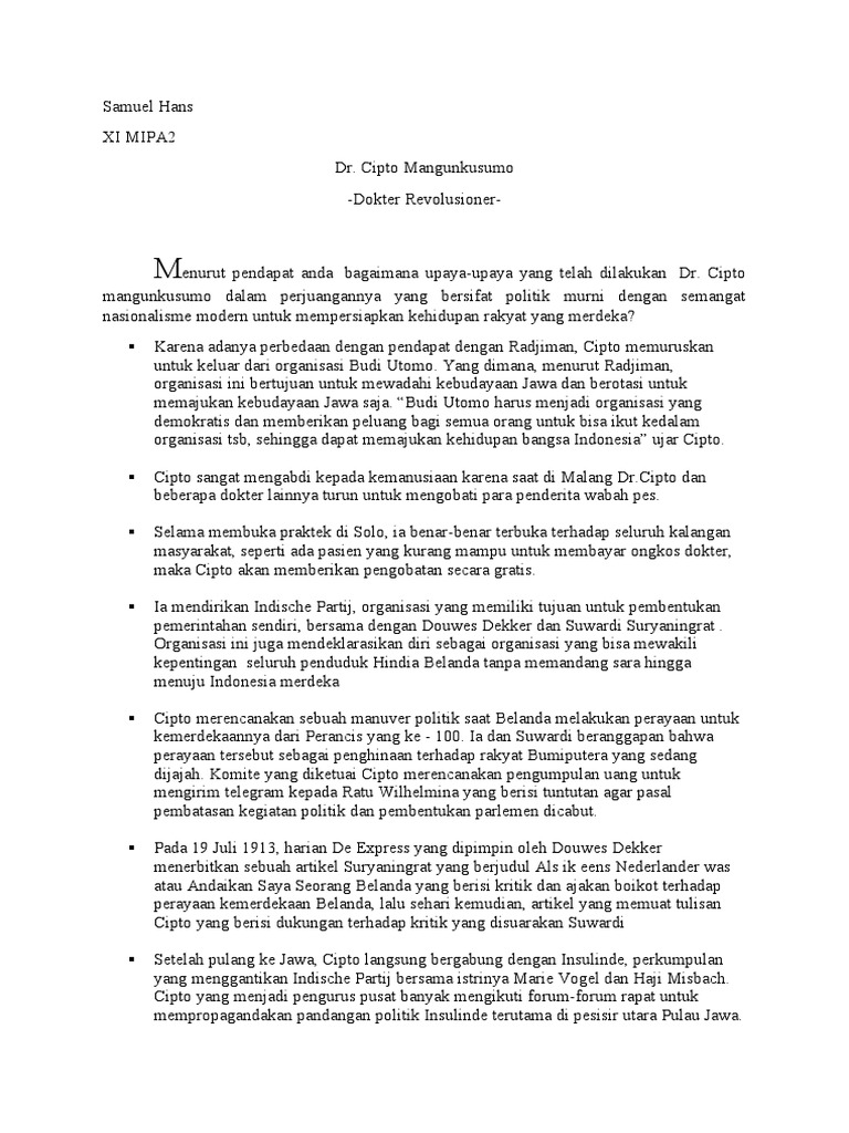 Biografi Dr. Cipto Mangunkusumo | PDF