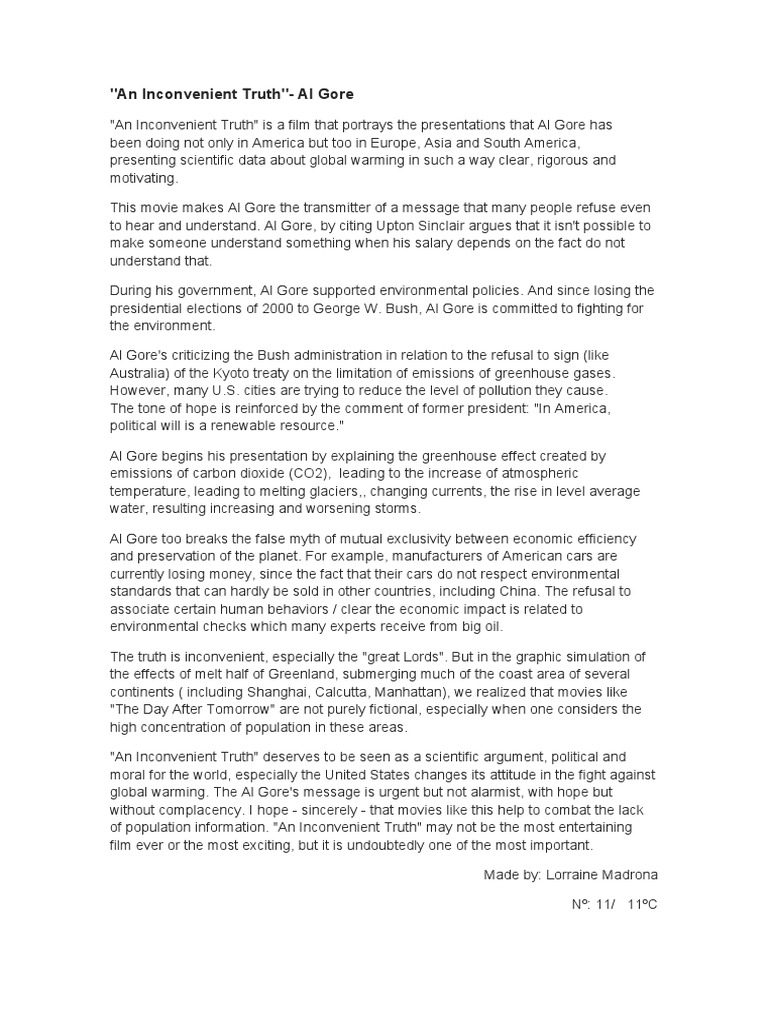 An Inconvenient Truth | PDF | Greenhouse Gas | Global Environmental Issues