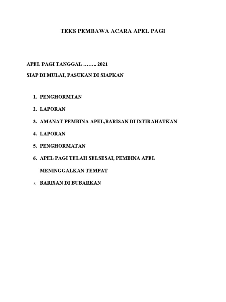 Teks Pembawa Acara Apel Pagi | PDF