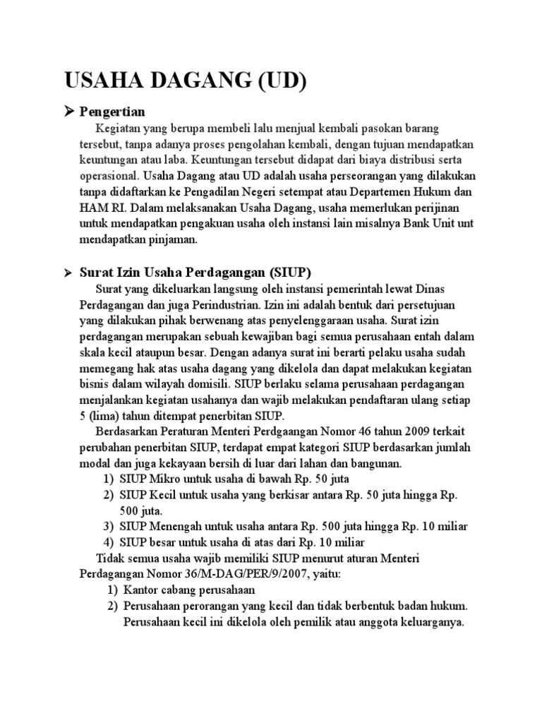 Usaha Dagang | PDF | Hukum