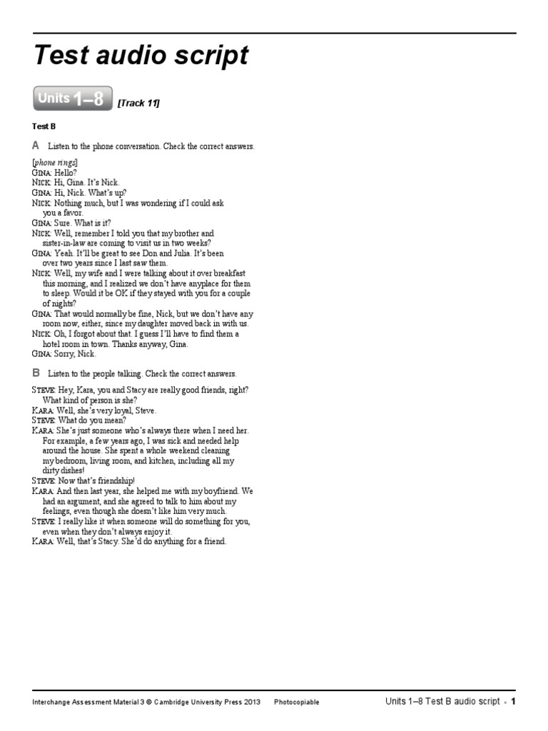 Test Audio Script: Units | PDF