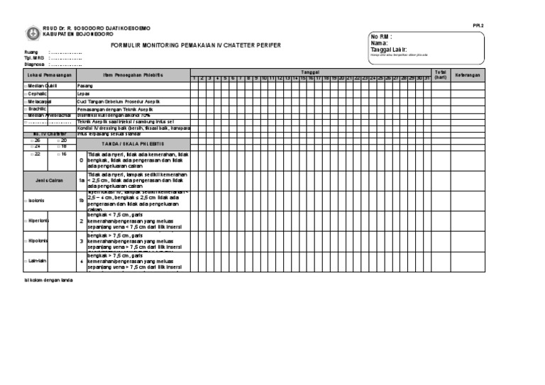 PP2 - Form Monitoring Pemakaian Iv Chateter Perifer | PDF