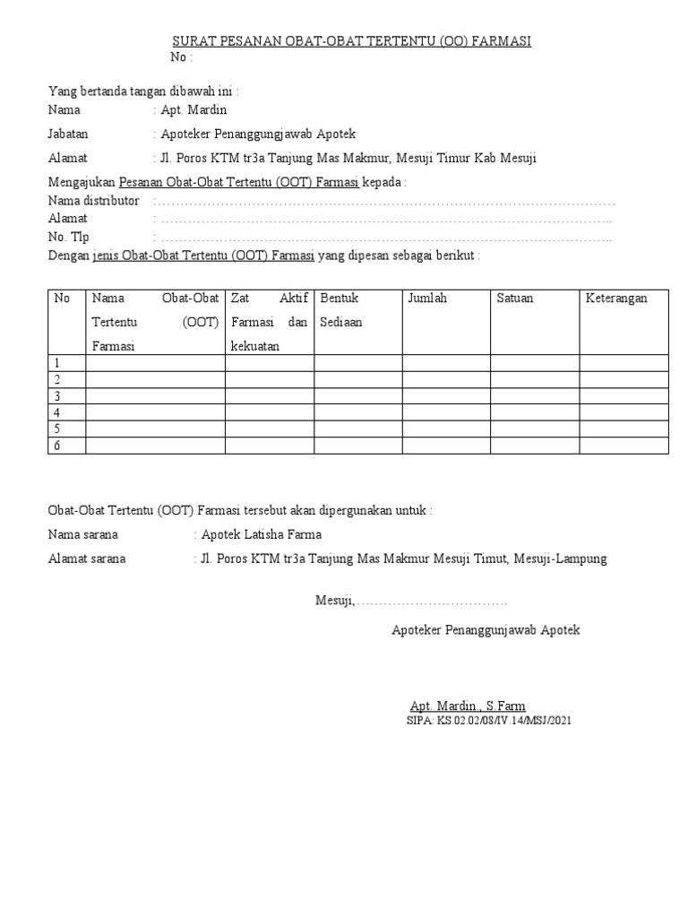 Surat Pesanan Oot | PDF