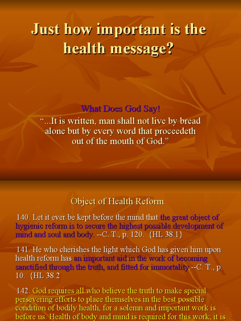 Importance of The Health Message April 9, 2008 | PDF | Sin | God