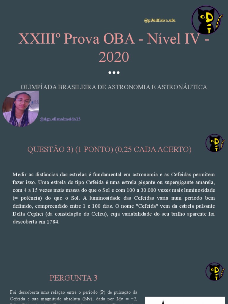 XXIIIº Prova OBA - Nível 4 - 2020 | PDF | Telescópio espacial Hubble ...
