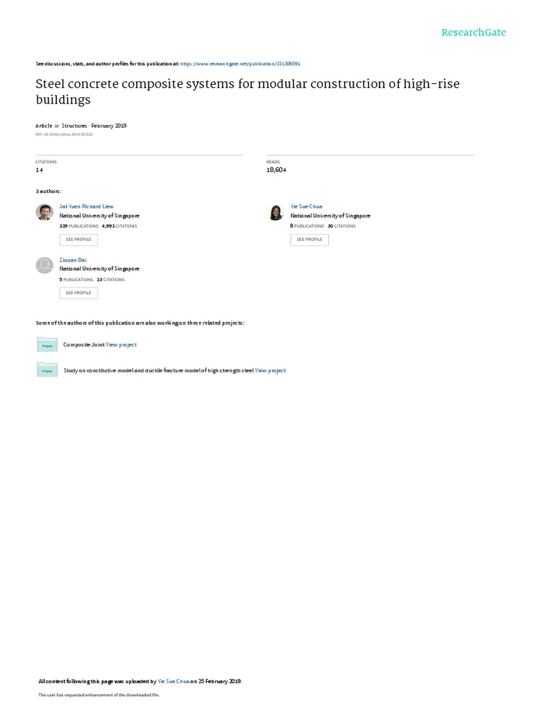 Steel Concrete Composite Systems For Modular Construction of High-Rise ...