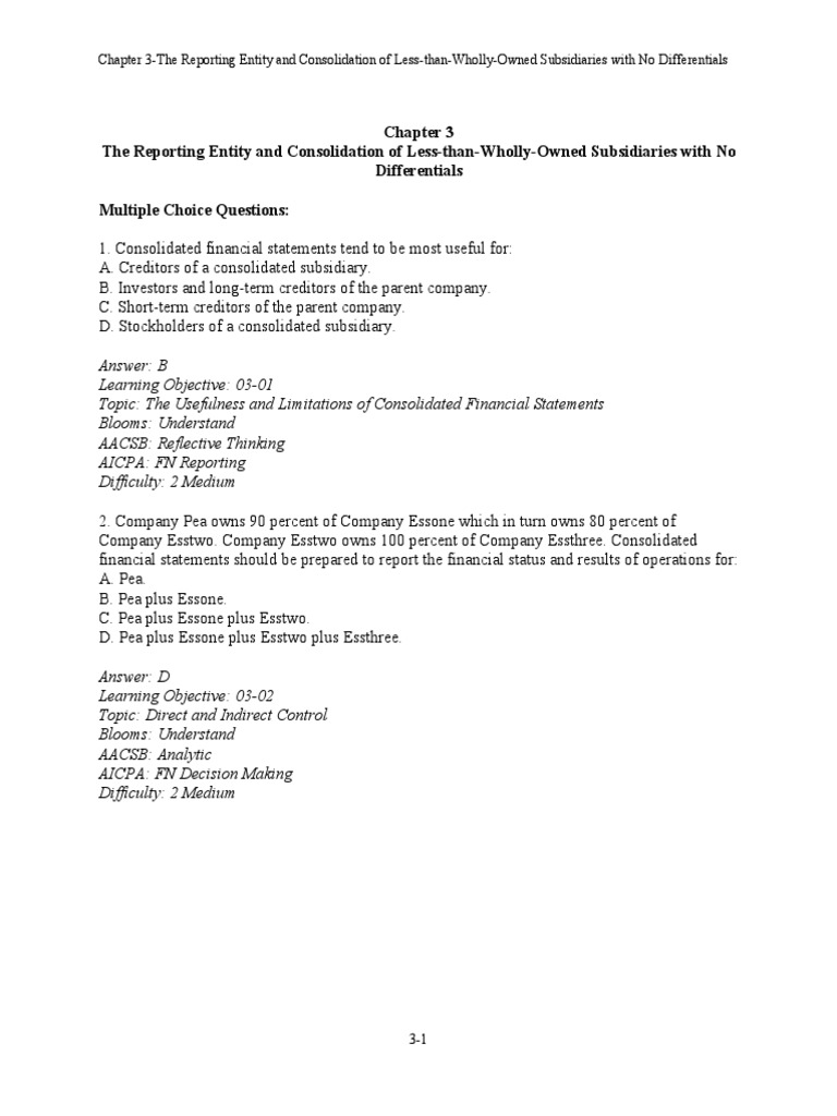 1512975122-Chapter 3 Test Bank - 11e-2 | PDF | Consolidation (Business ...