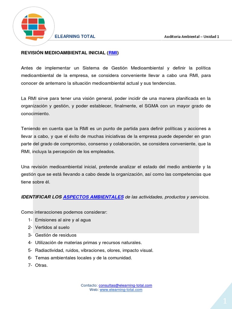 Unidad 1 - RMI | PDF | Contaminación | Riesgo
