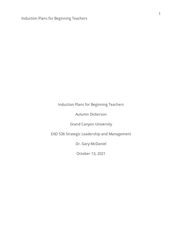 Ead536 Induction Plan For Beginning Teachers | PDF | Mentorship | Teachers