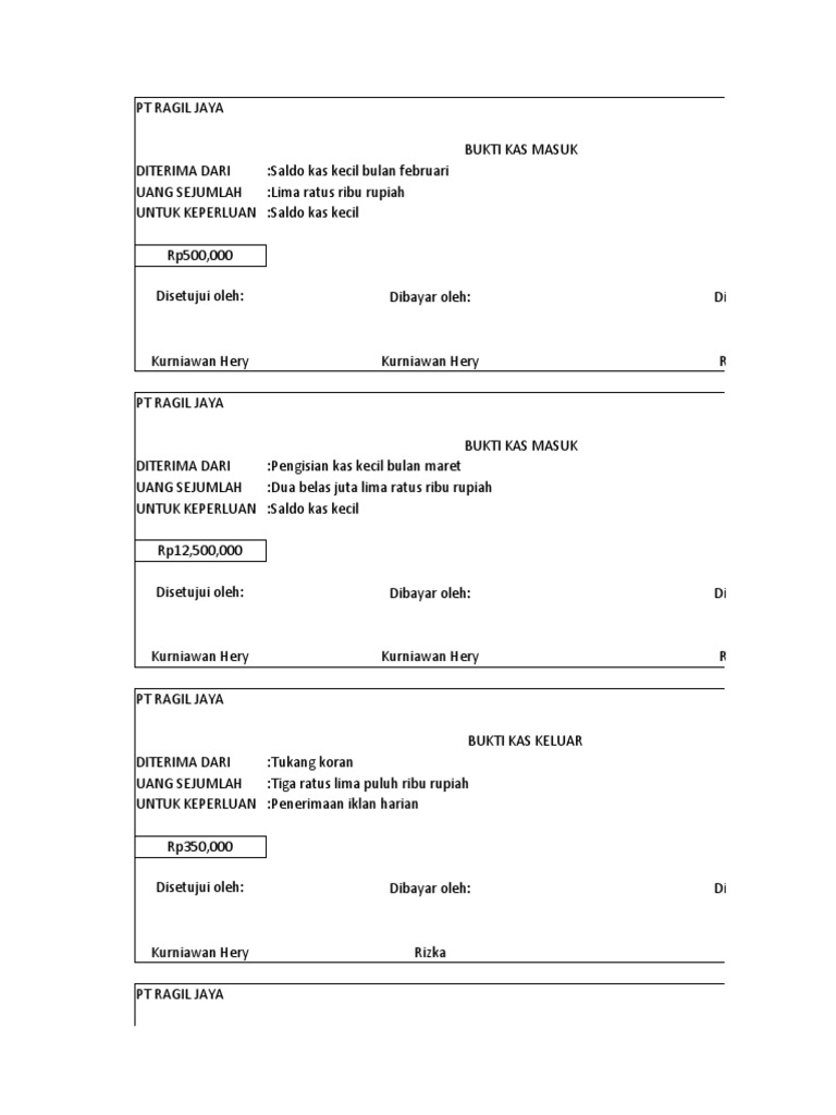 Bukti Kas Masuk | PDF