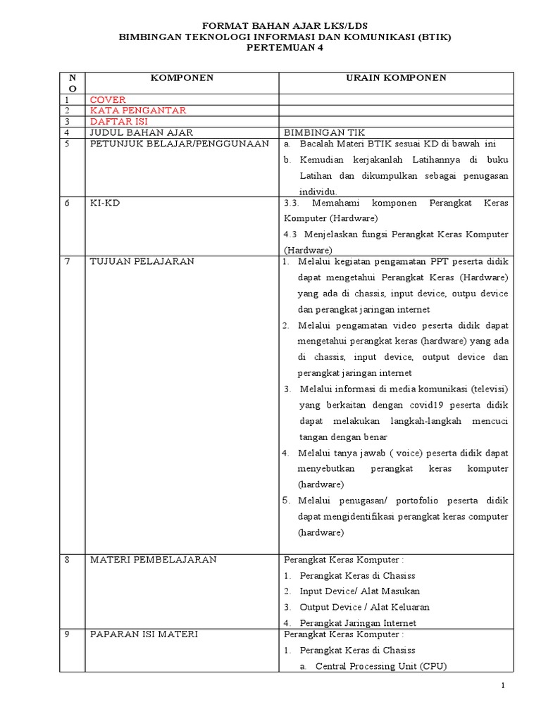 BAHAN AJAR BTIK KD 3.3 Pert 4 | PDF | Komputer