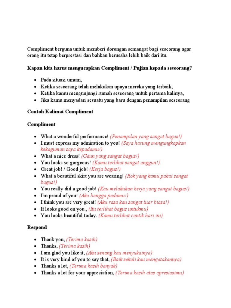 Contoh Dialog Pujian dan Ucapan Selamat | PDF | Griya & Taman
