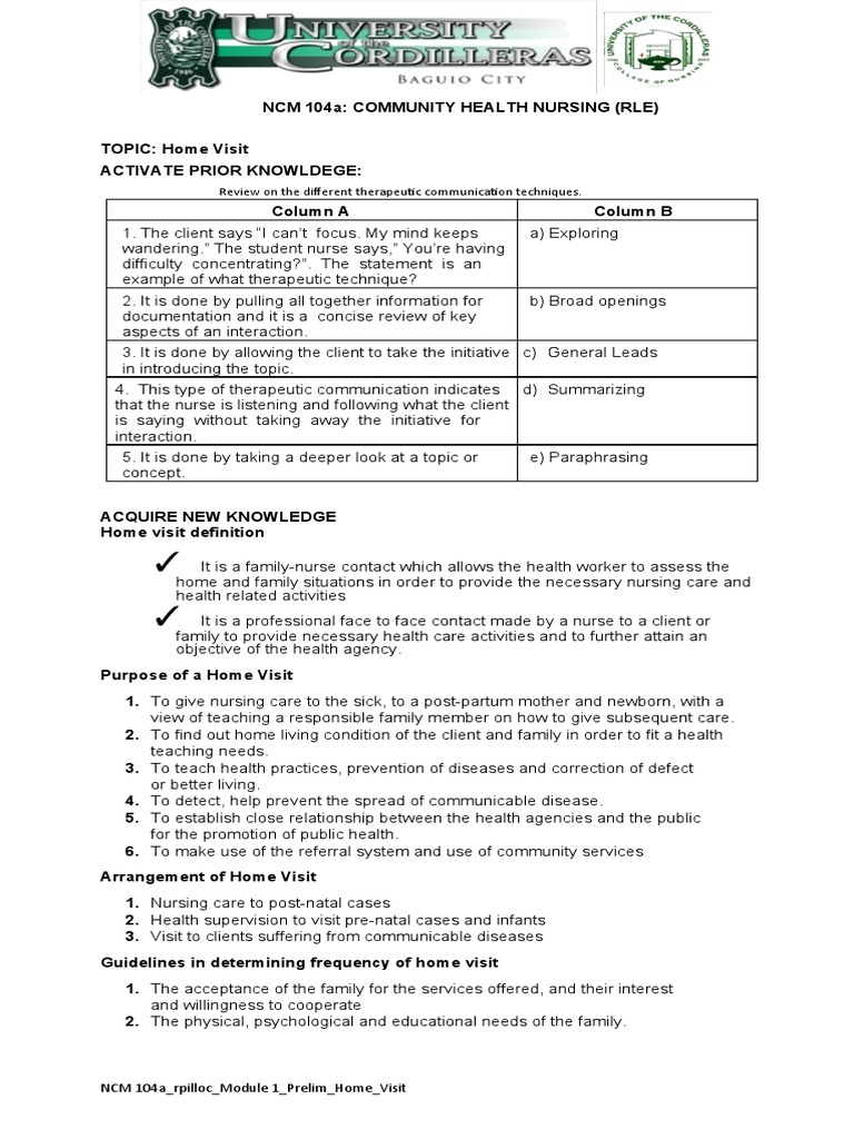 CHN Prelims | PDF | Nursing | Family
