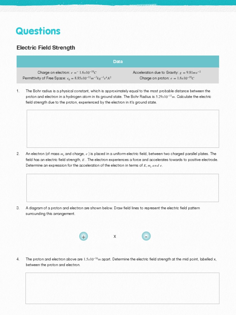 17.2 - Electric Fields - QUESTIONS | PDF