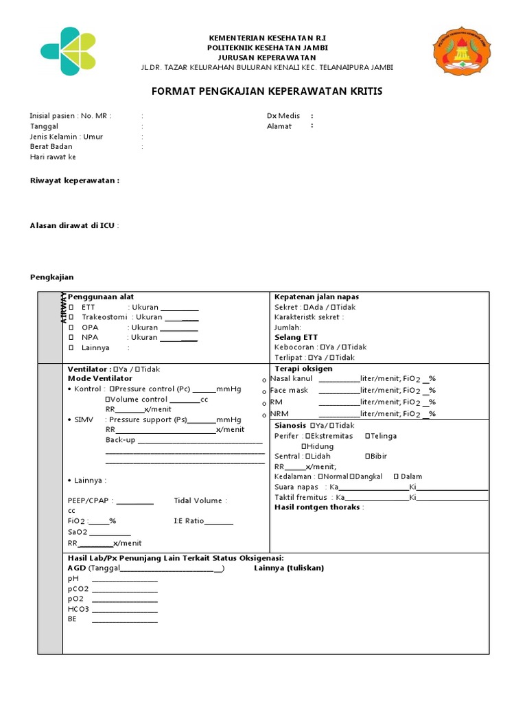Format Pengkajian Keperawatan Kritis | PDF
