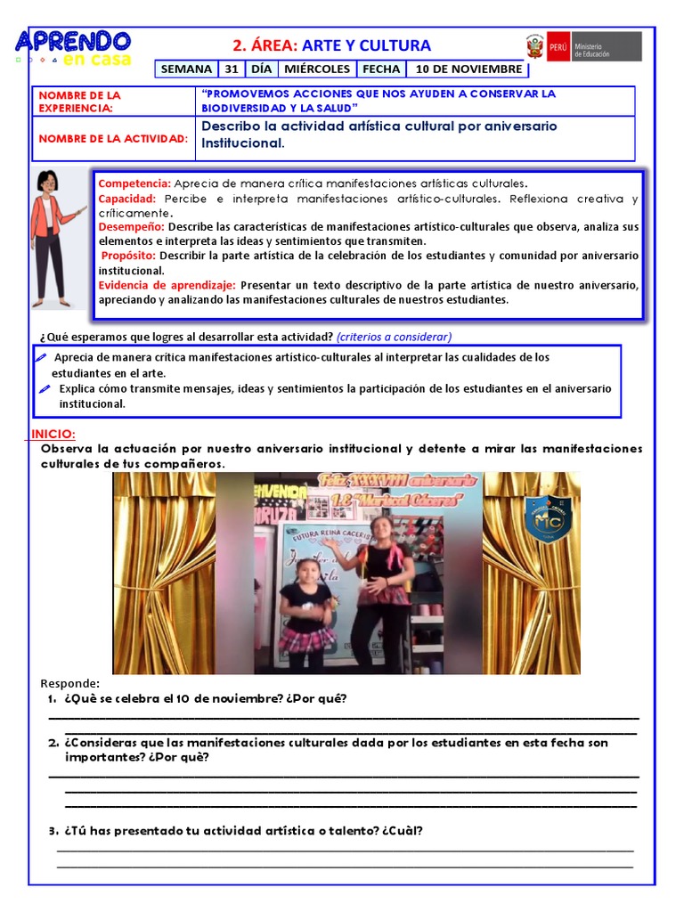 Ficha - Arte y Cultura - 31 SEMANA | PDF | Cognición | Conceptos ...