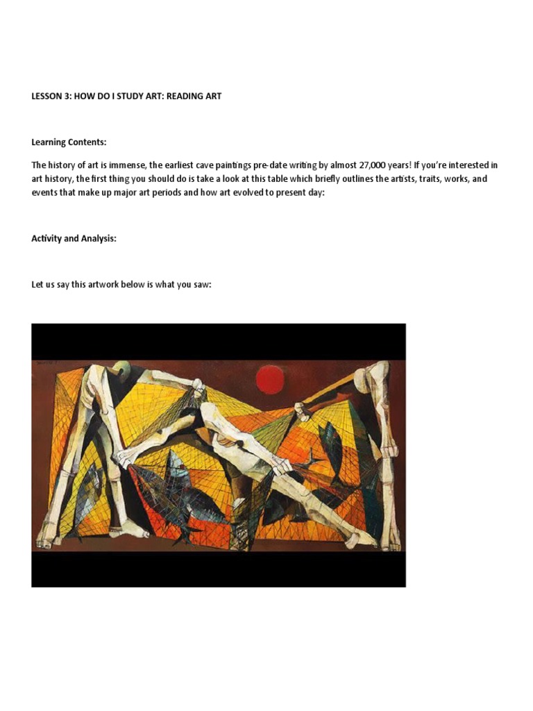 Lesson 3: How Do I Study Art: Reading Art | PDF | Paintings ...
