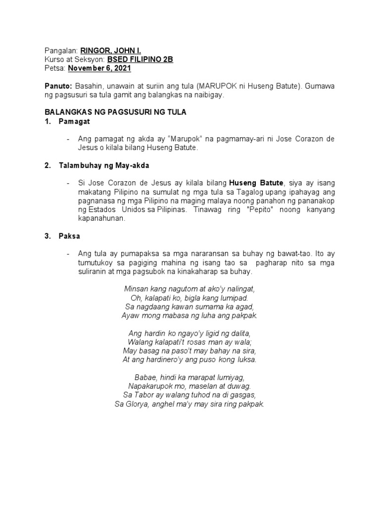 Gawain5 - Marupok - Ringor, Ji | PDF