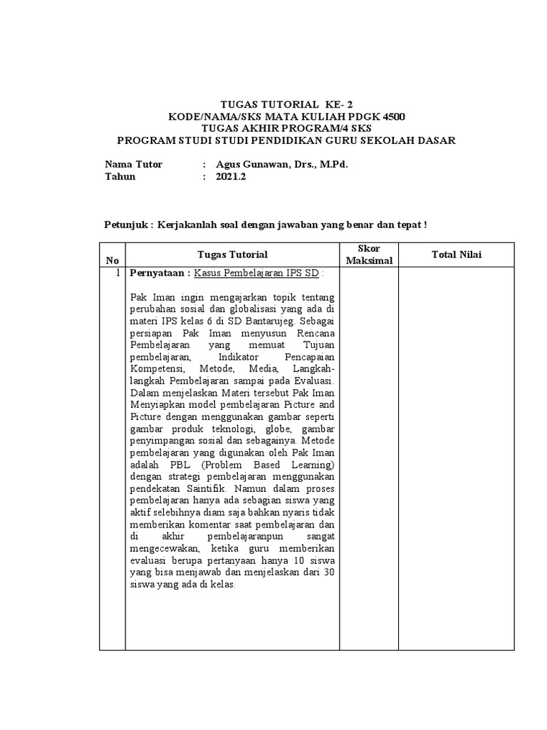Soal TT 2 Tap (Belum) | PDF