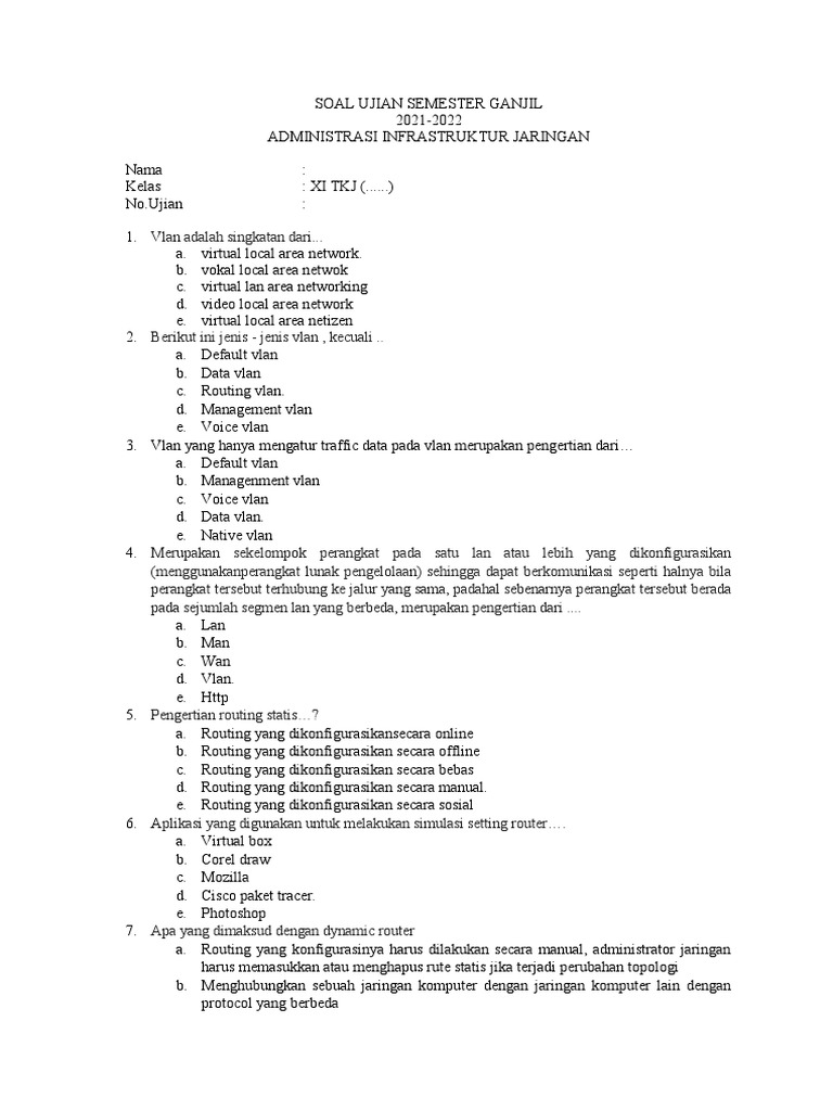 Soal Aij Kelas Xi TKJ | PDF