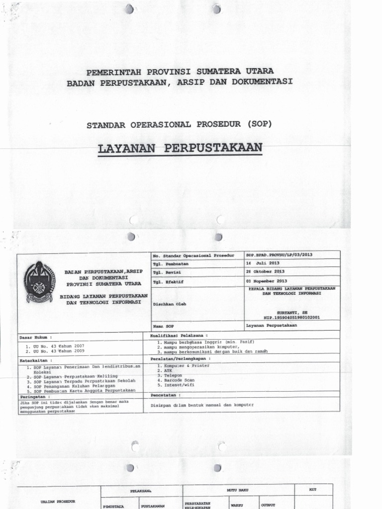 Sop Layanan Perpustakaan | PDF