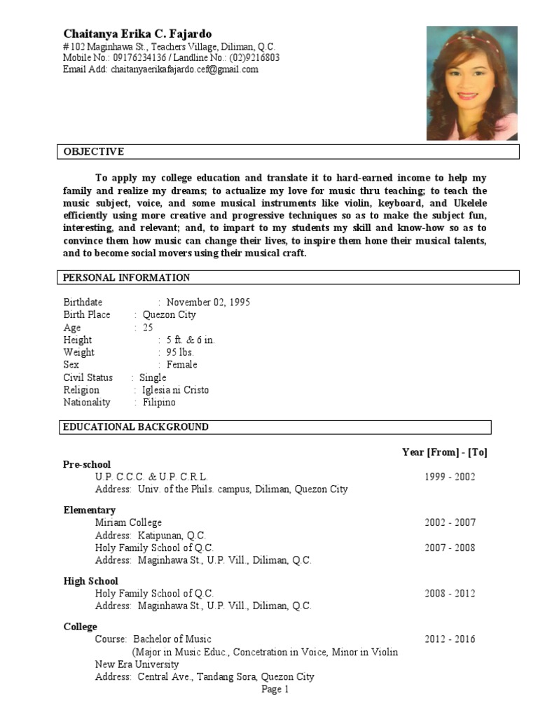 Tanya-Resume-2018 Editted 2021 | PDF | Teachers | Performing Arts