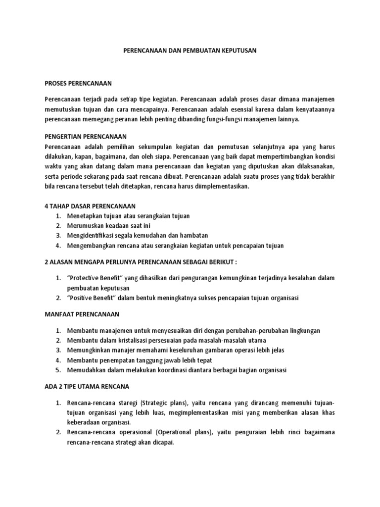 Perencanaan Dan Pembuatan Keputusan Pdf Karier Perkembangan