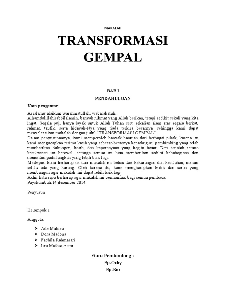 Makalah Transformasi Gempal | PDF | Pengembangan Diri