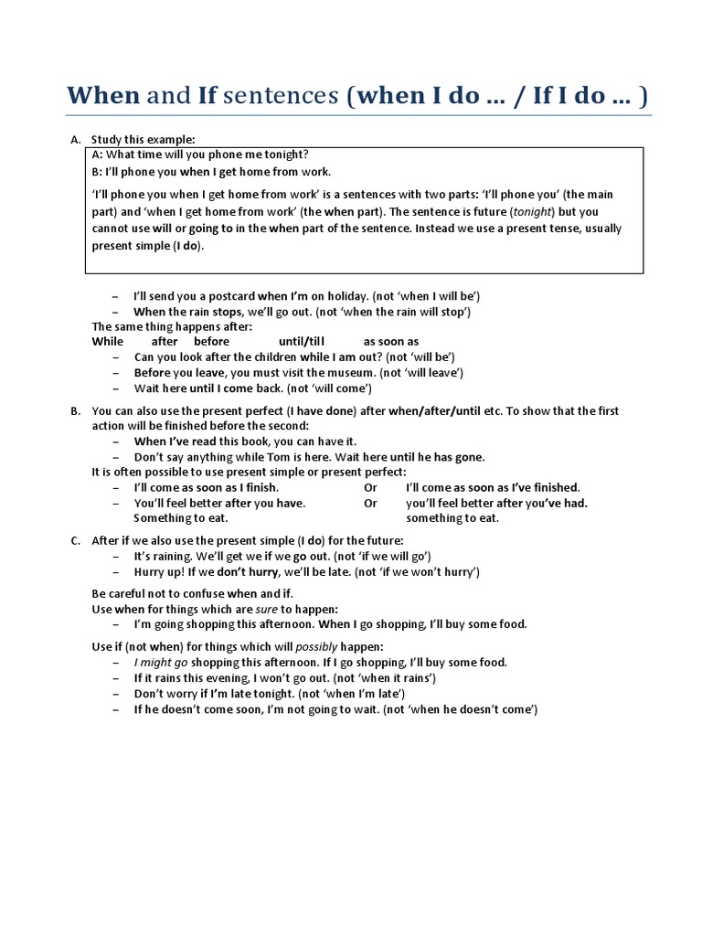 Understanding When and If Sentences | PDF