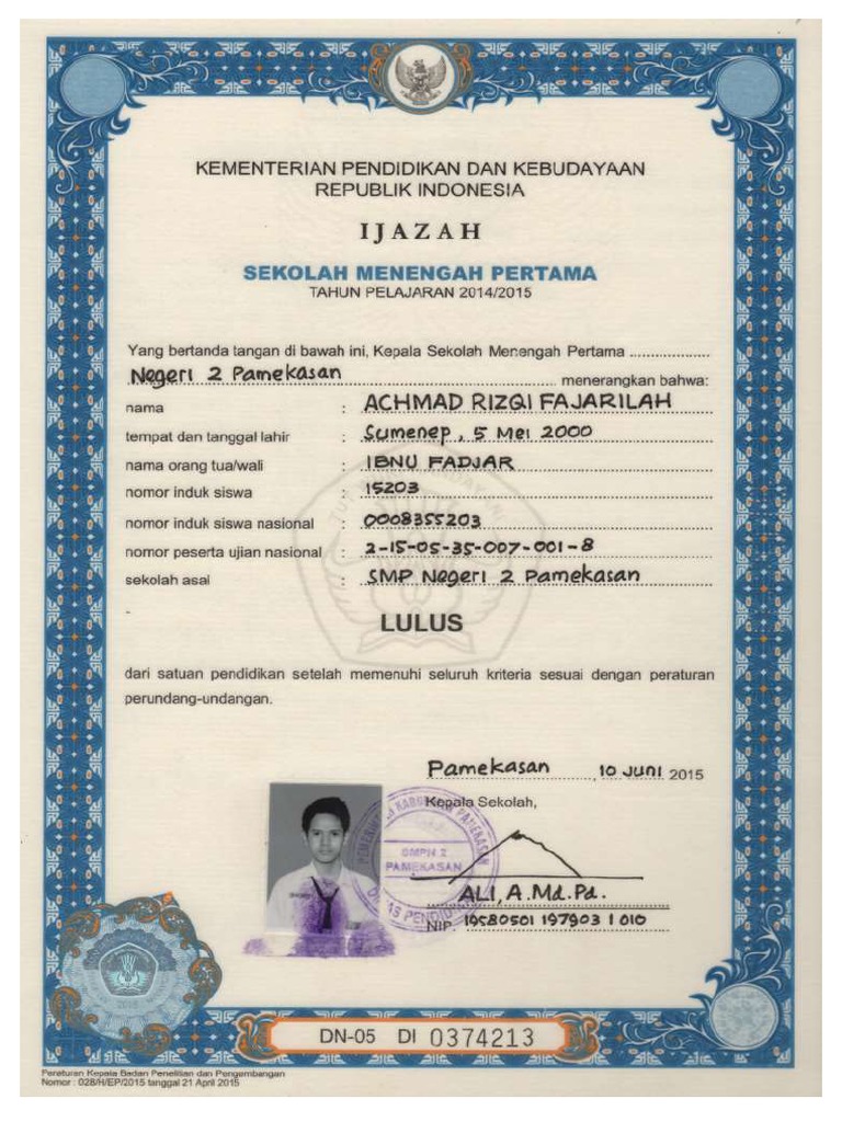 Ijazah SMP | PDF