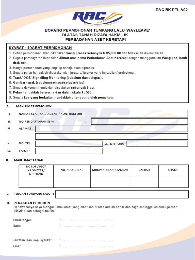 Borang Wayleave.a02 | PDF