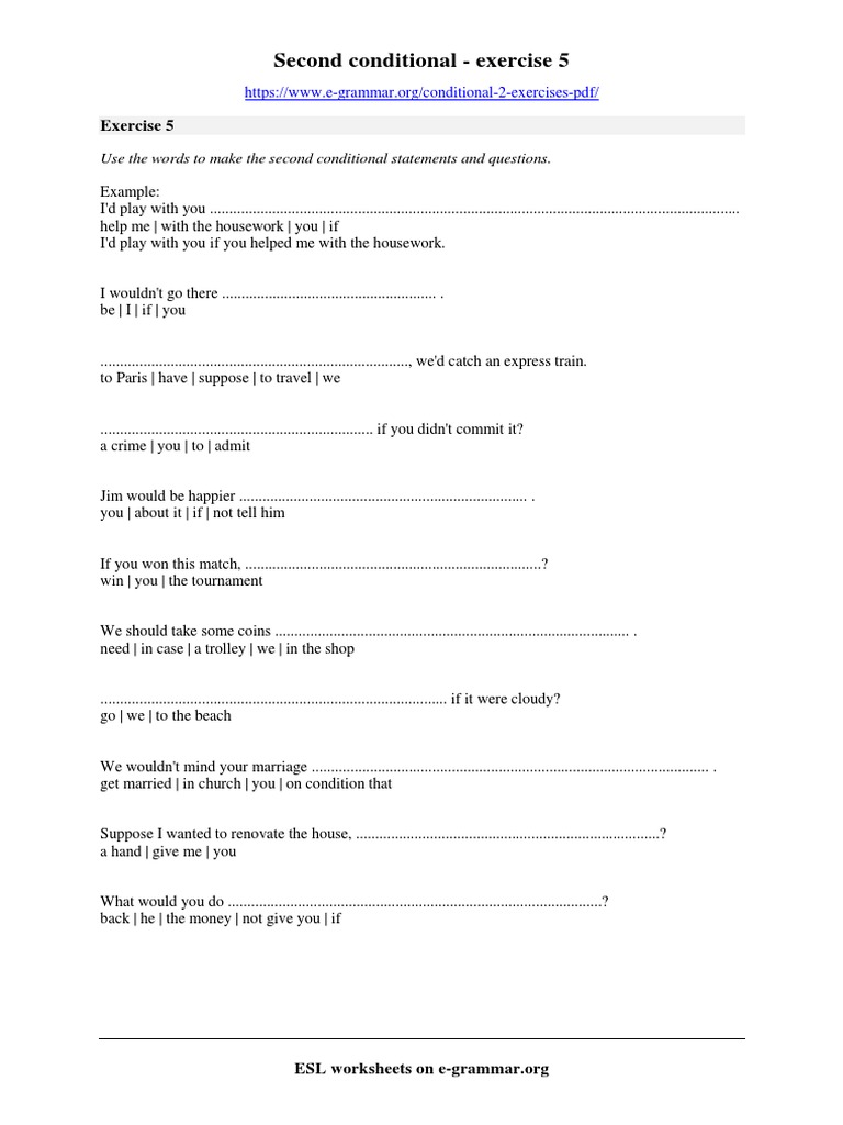 Second Conditional - Exercise 5 | PDF