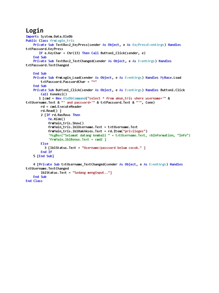 Login: Frmlogin - Tris Keypresseventargs | PDF | Sql | Information ...
