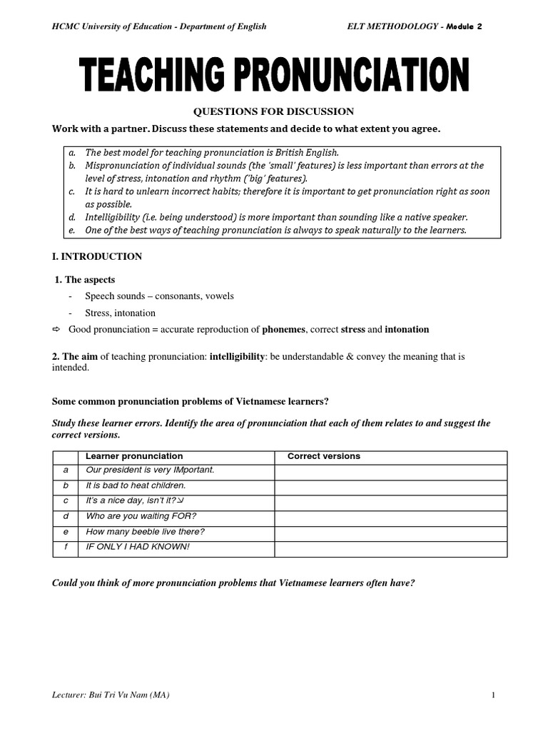 Handout 2021 - Teaching Pronunciation | PDF | Stress (Linguistics ...
