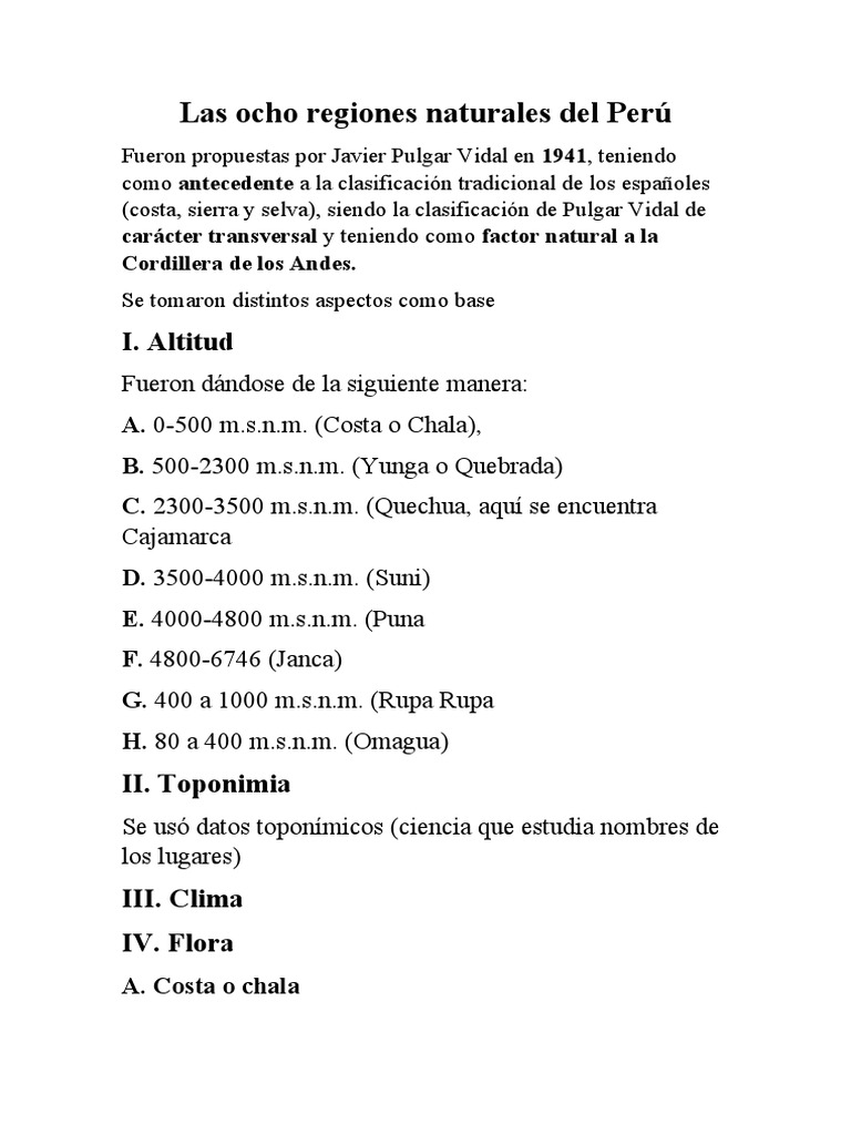 Las Ocho Regiones Naturales Del Perú - Geografía (10-11-21) | PDF ...