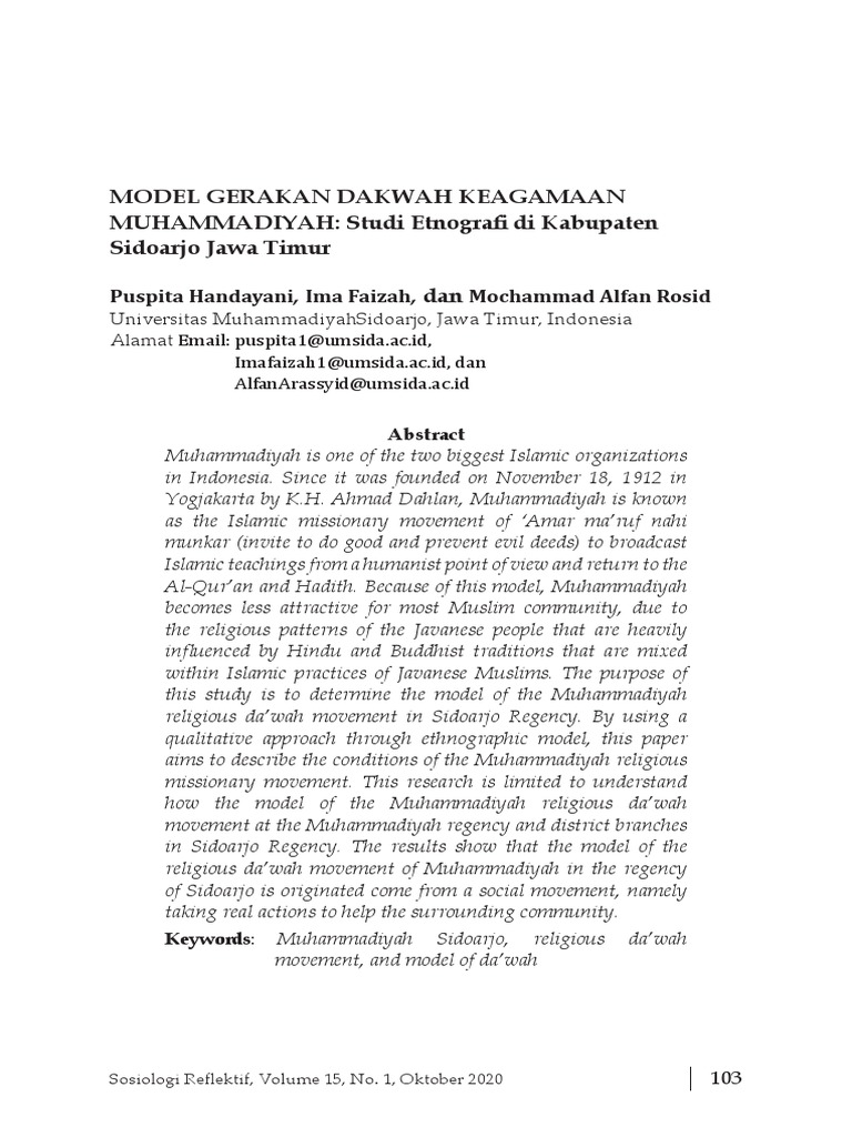 Model Gerakan Dakwah Keagamaan MUHAMMADIYAH: Studi Etnografi Di ...