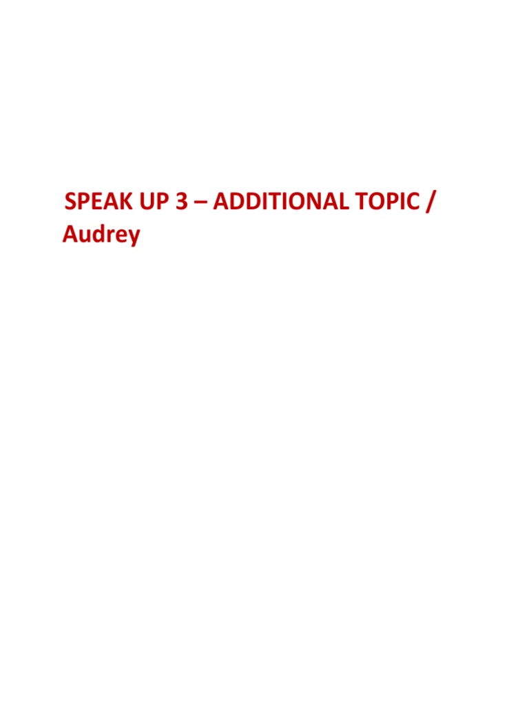 Additional Topic - Speaking Practice | PDF | Wellness | Lifestyle