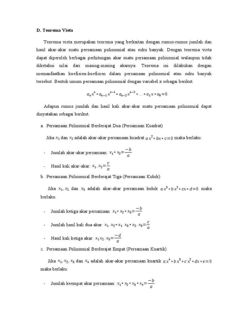 Teorema Vieta | PDF