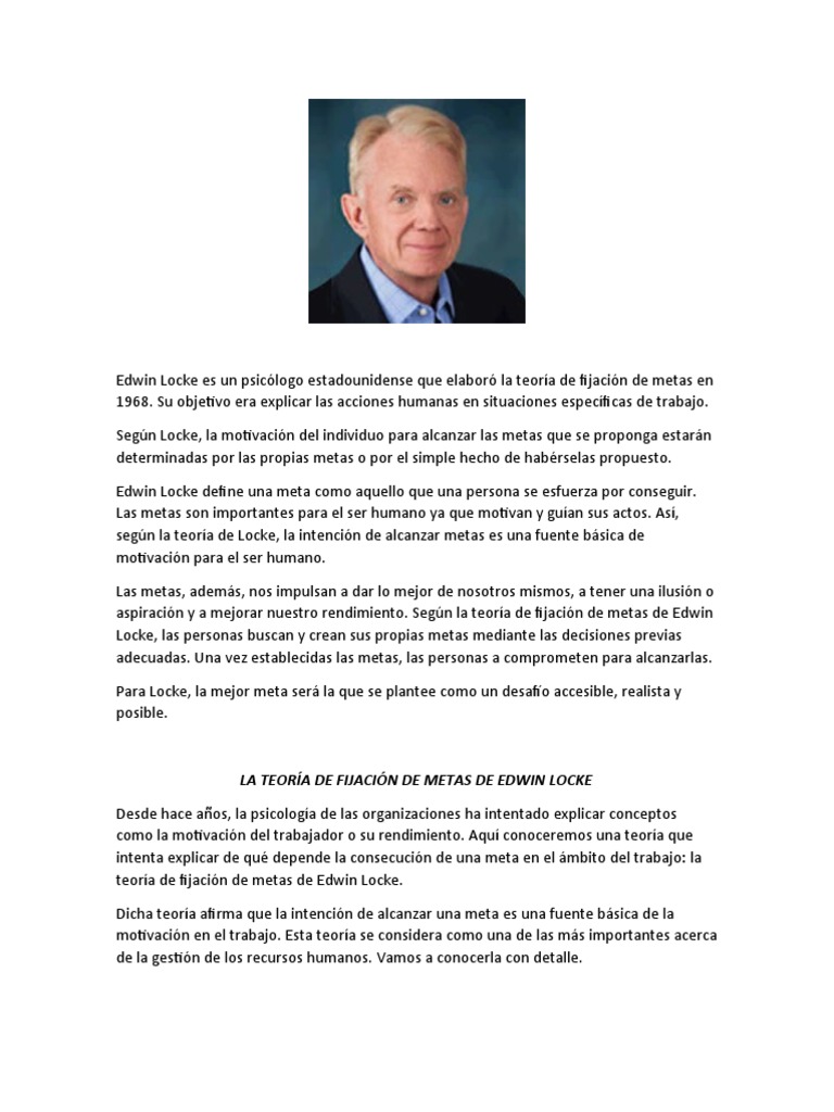 La Teoría de Fijación de Metas de Edwin Locke | PDF | Objetivo | Motivación