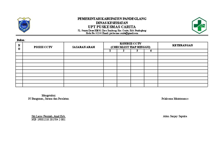 Form Checklist Pemeliharaan CCTV | PDF