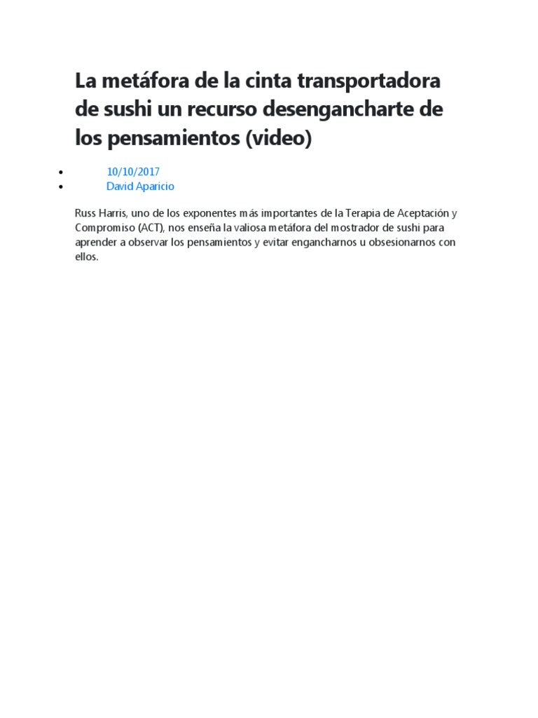 La Metáfora de La Cinta Transportadora de Sushi Un Recurso ...