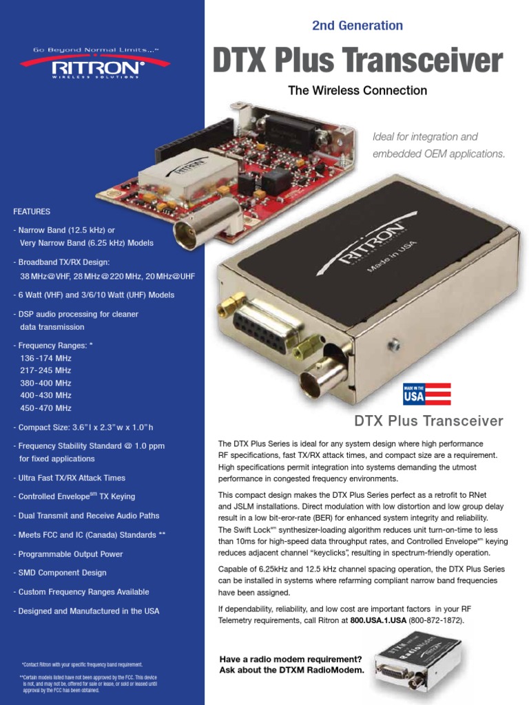 Ritron Radio DTX Plus 2nd Gen Wireless | PDF | Radio | Very High Frequency