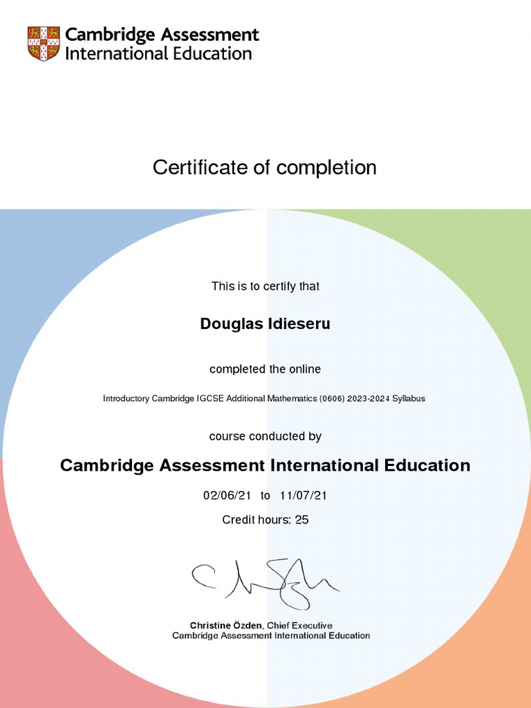 Certificate of Completion - IGCSE | PDF