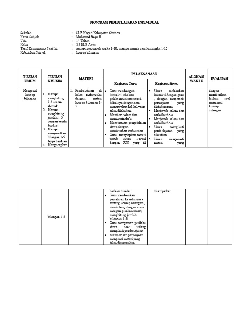 Pembelajaran Konsep Bilangan untuk Anak Autis di SLB Cirebon | PDF